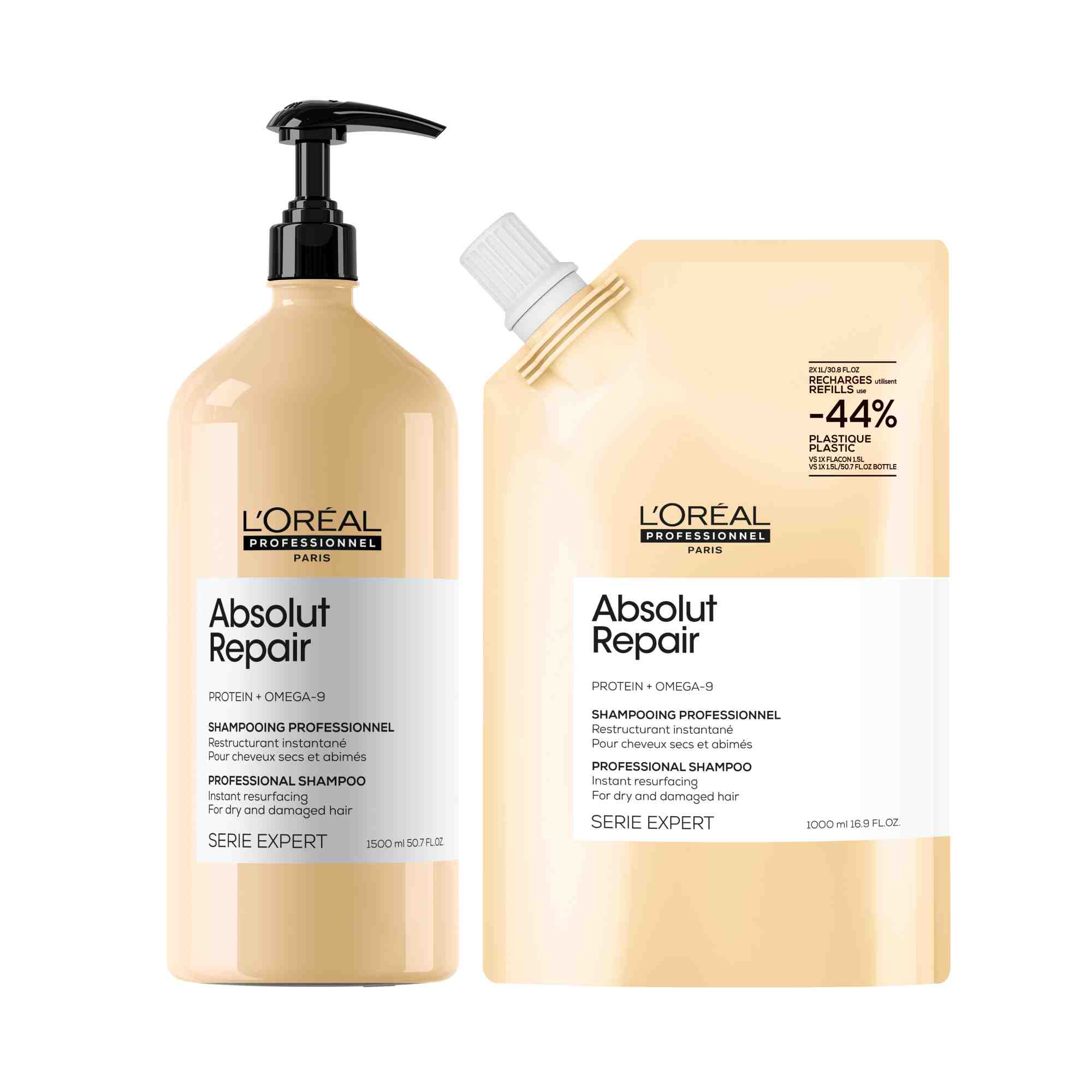 PACK RECARGA 1L Y CHAMPÚ 1500 ML ABSOLUT REPAIR L'Oréal professionnel