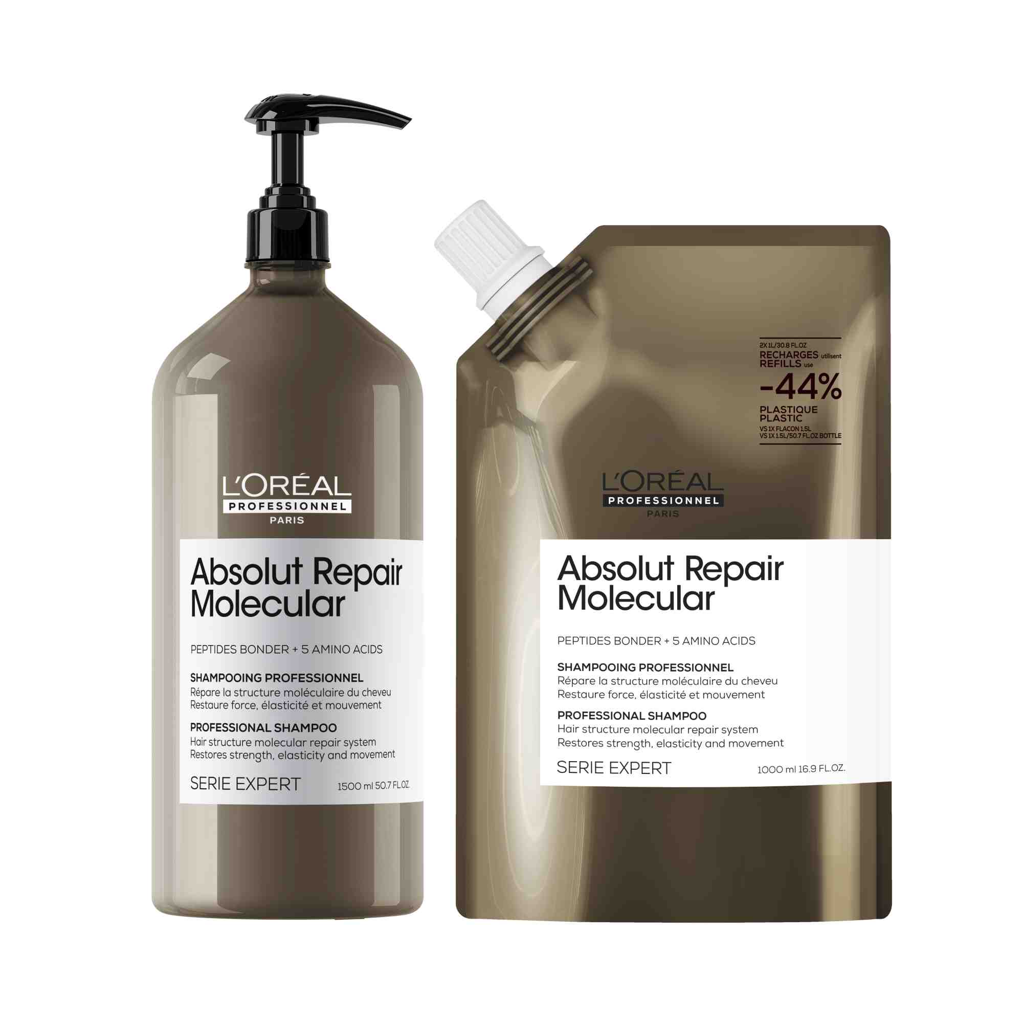PACK RECARGA 1L Y CHAMPÚ 1500 ML ABSOLUT REPAIR MOLECULAR L'Oréal ...